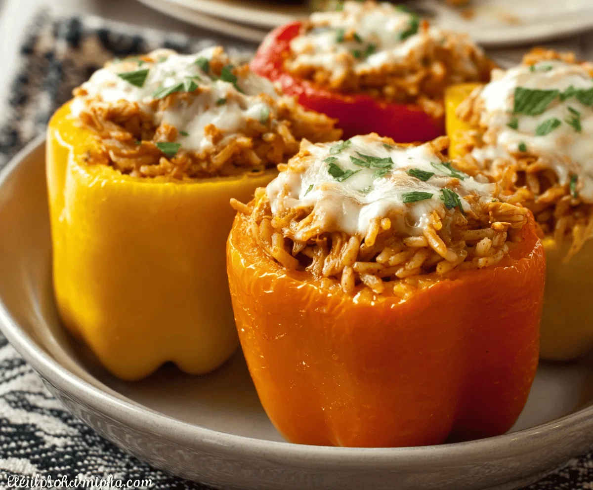 Easy Shredded Chicken & Rice Peppers