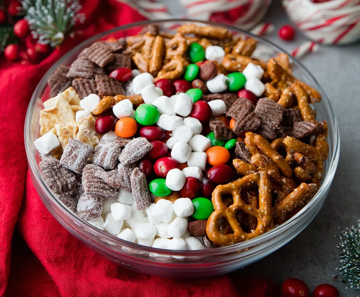Easy Festive Holiday Trail Mix Recipe