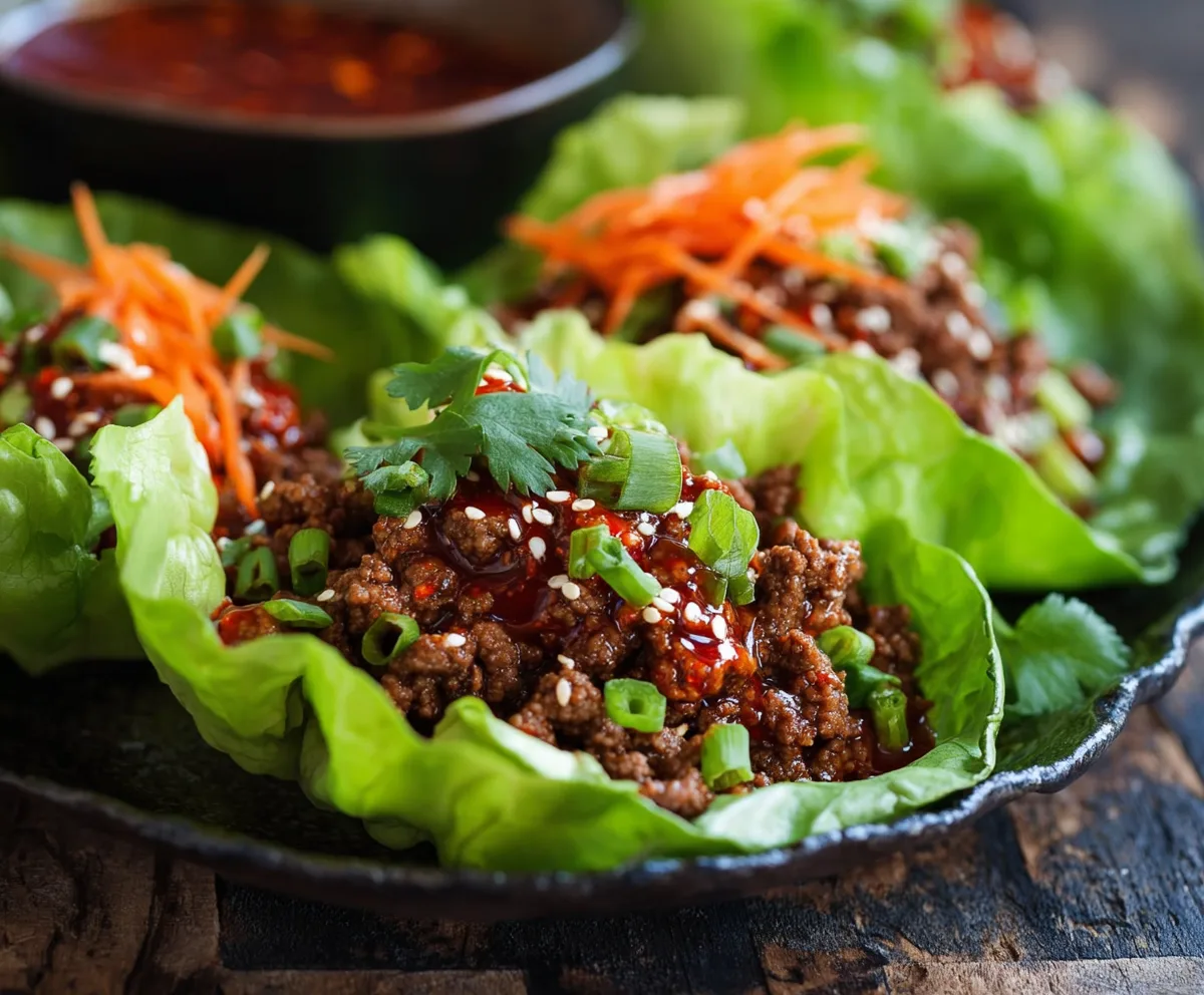 Spicy Gochujang Beef Lettuce Wraps